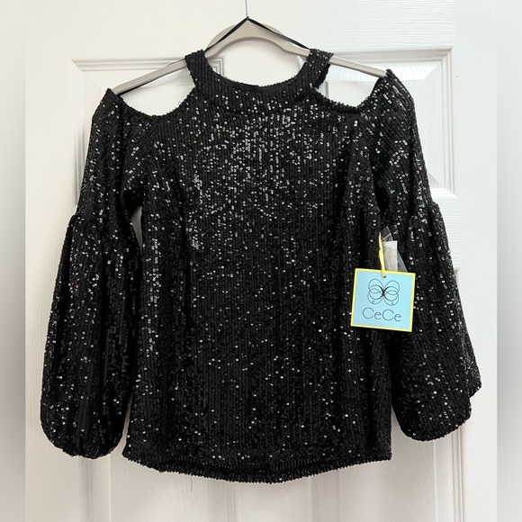 CeCe | Tops | Nwt Cece Cold Shoulder Sequin Blouse Size Xs | Poshmark